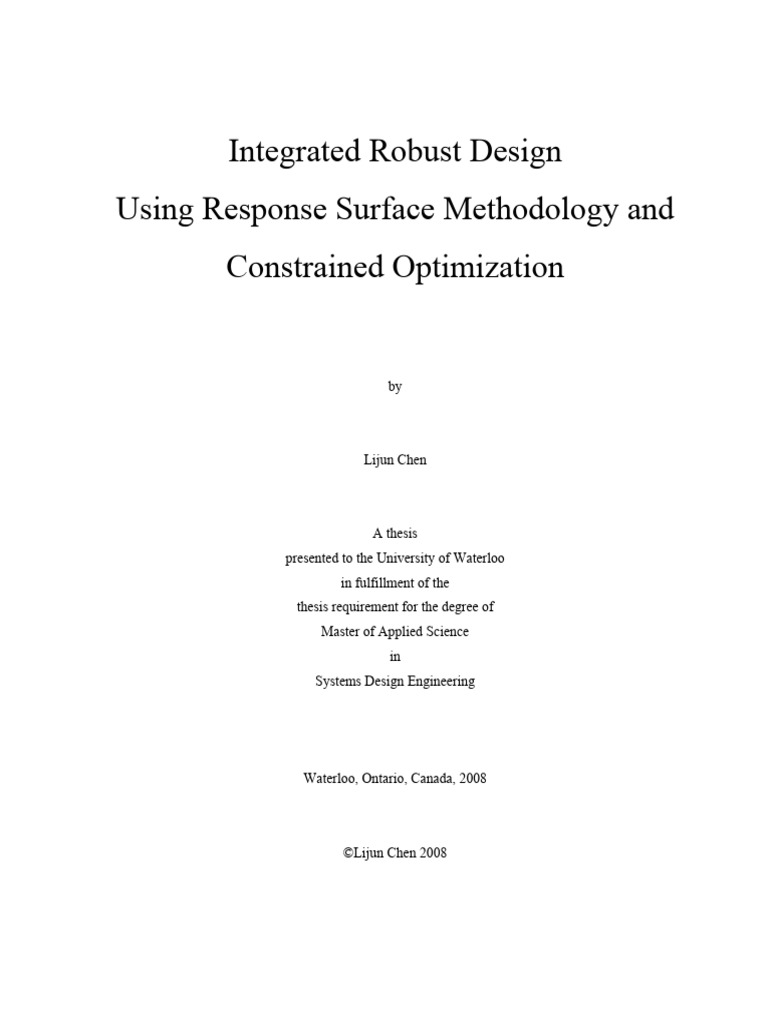 Integrated Robust Design Using Rsm And Constrained Optimization Pdf Design Of Experiments