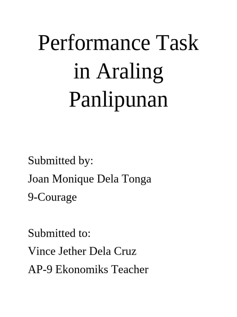Performance Task in Araling Panlipunan | PDF