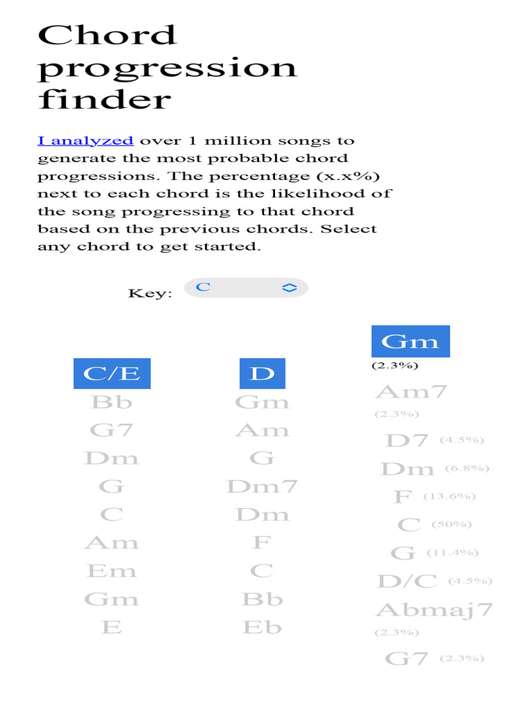 Chord Progression Finder Tool | PDF