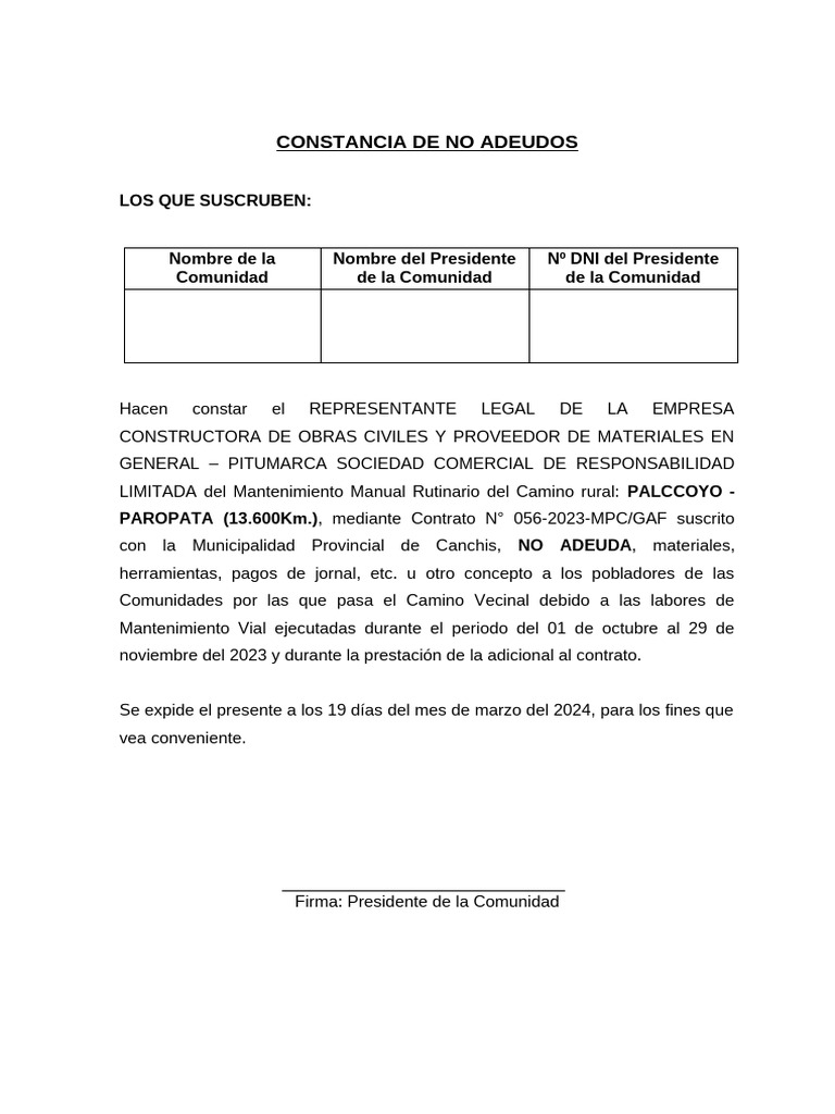 Constancia de No Adeudos | PDF