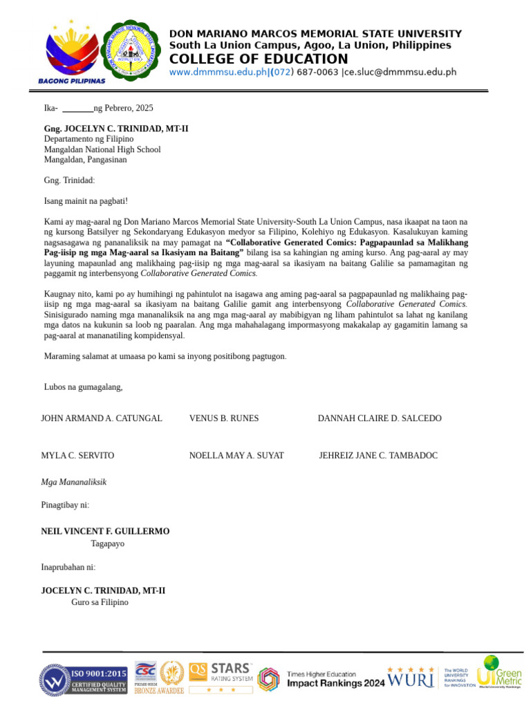 Liham para Sa Guro | PDF