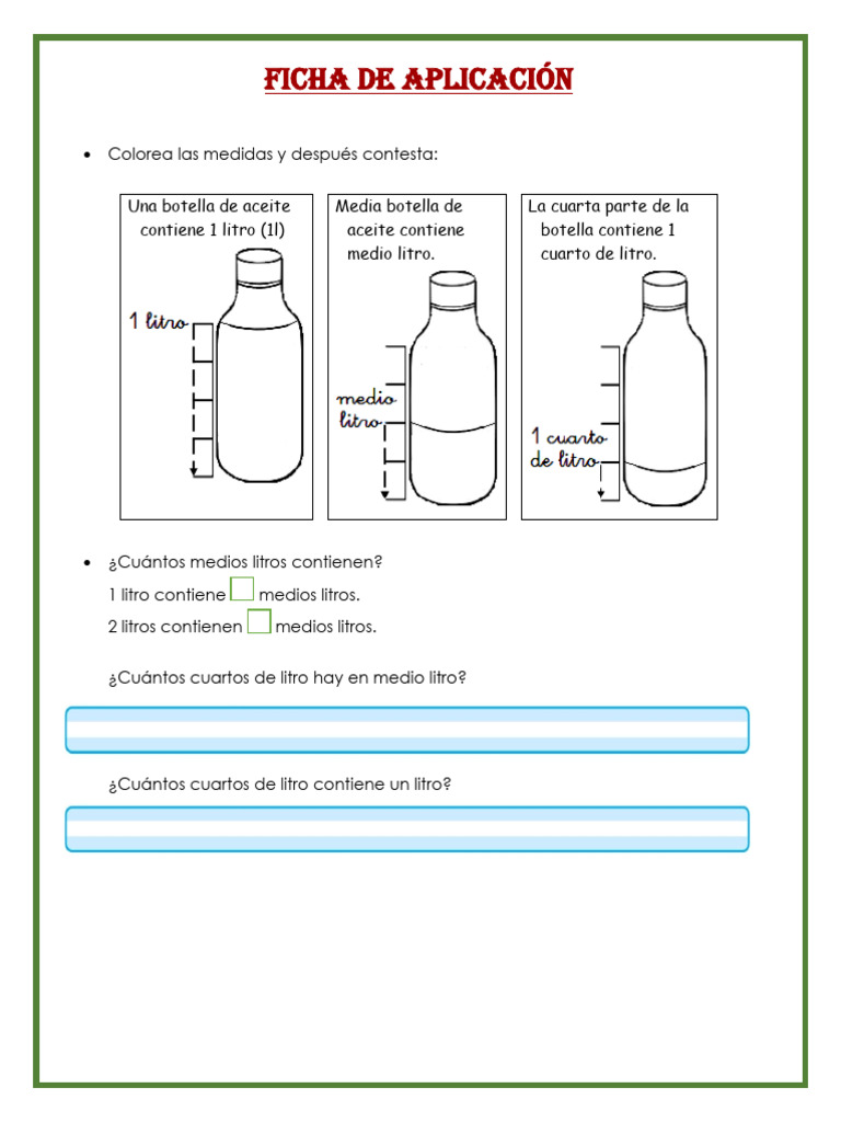 Medidas de Capacidad para Niños | PDF
