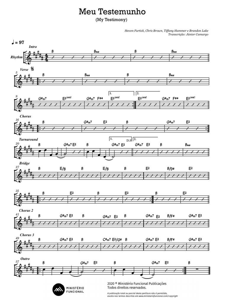 1 - Meu Testemunho - Partitura Rhythm | PDF | Songs | Musical Forms