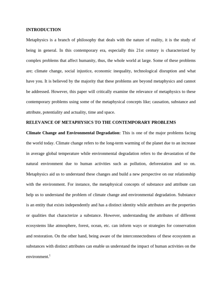 Metaphysics II | PDF | Climate Change | Metaphysics