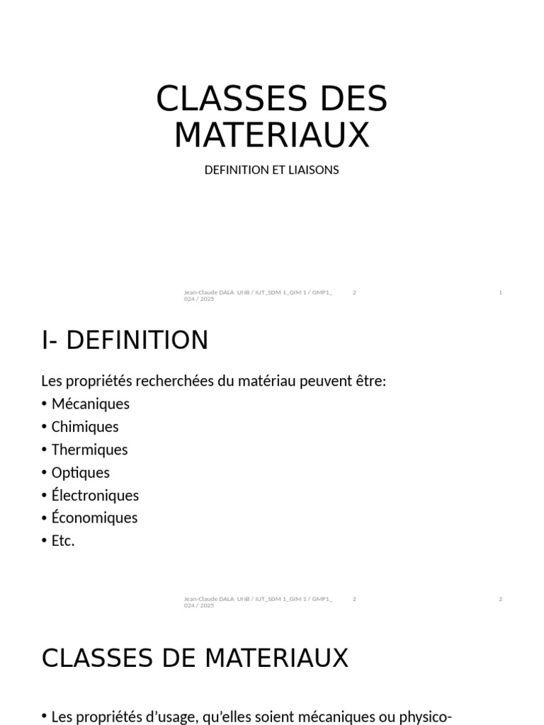 Chapitre 2_classes Des Materiaux_nouveau-1 | PDF | Liaison chimique | Science des matériaux