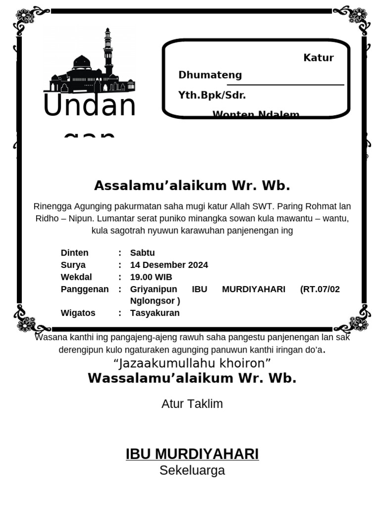Undan Gan: Assalamu'alaikum Wr. WB | PDF