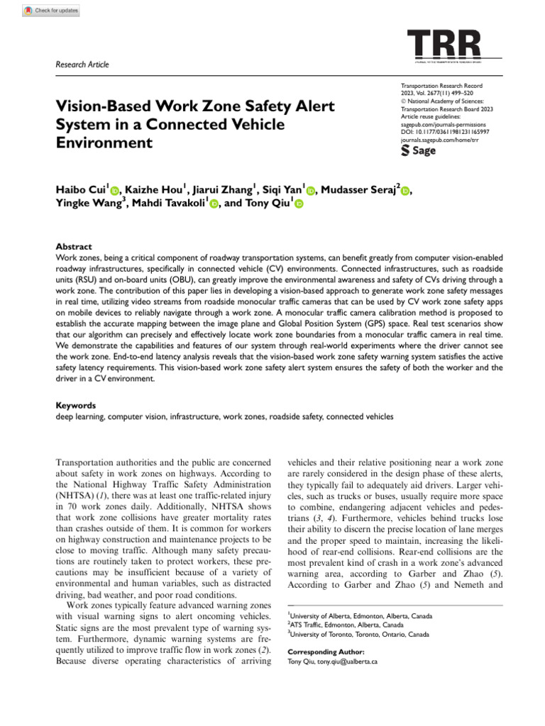 Vision-Based Work Zone Safety Alerts | PDF | Global Positioning System ...