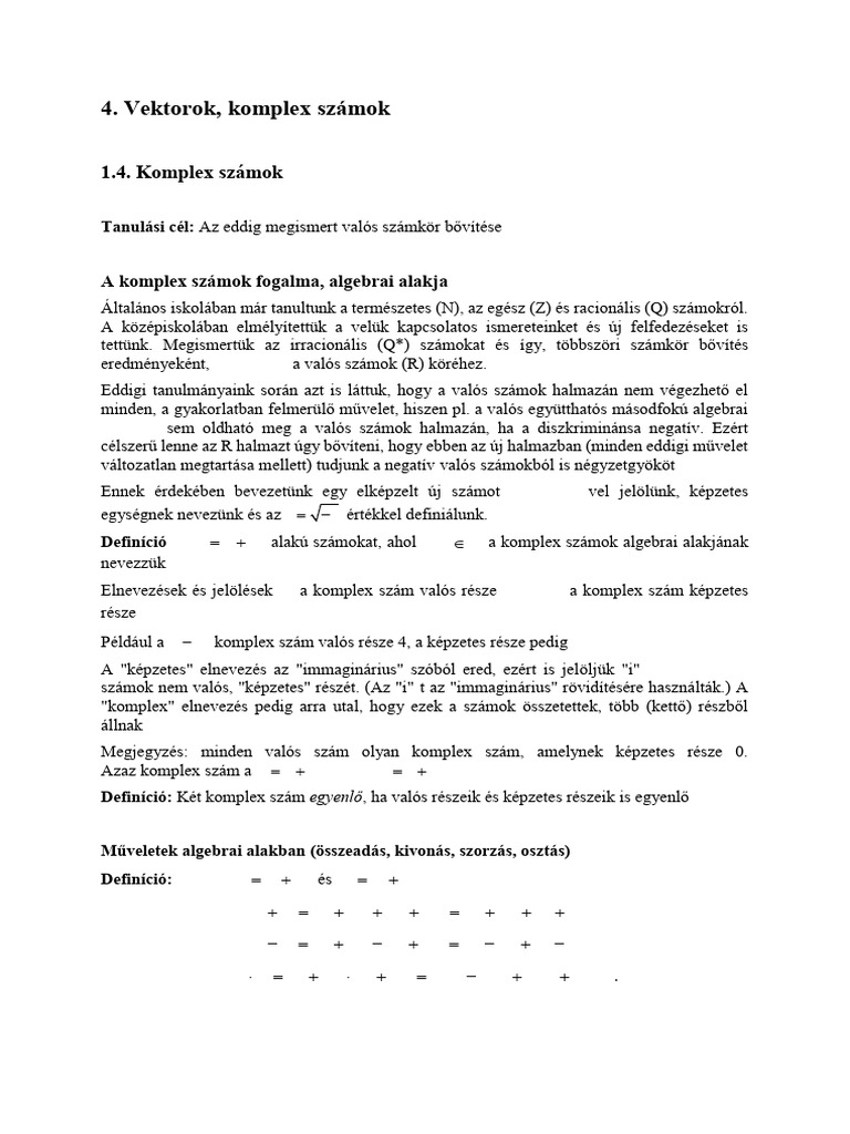 1.4. Vektorok, Komplex SZ Mok 4. Lecke | PDF