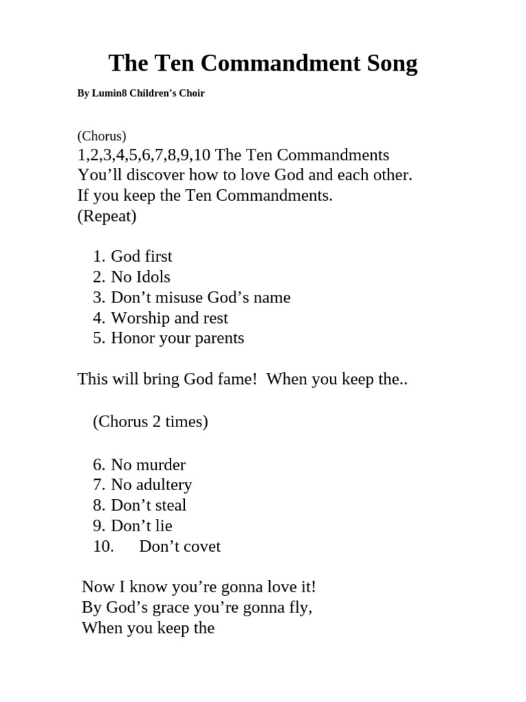 The Ten Commandment Song | PDF