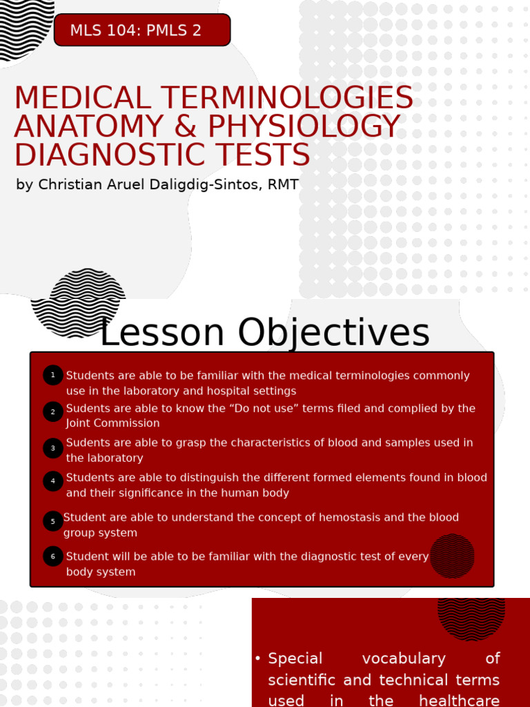 PMLS 2 Med Terms Vascular System Diagnostic Tests | PDF | White Blood ...