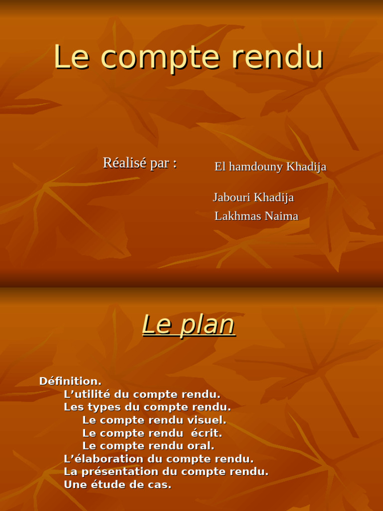 Le Compte Rendu | PDF
