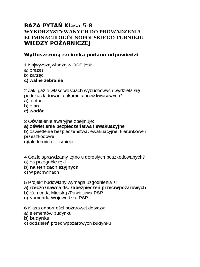 Baza Pytań OTWP 2025 Klasy 5 8 | PDF