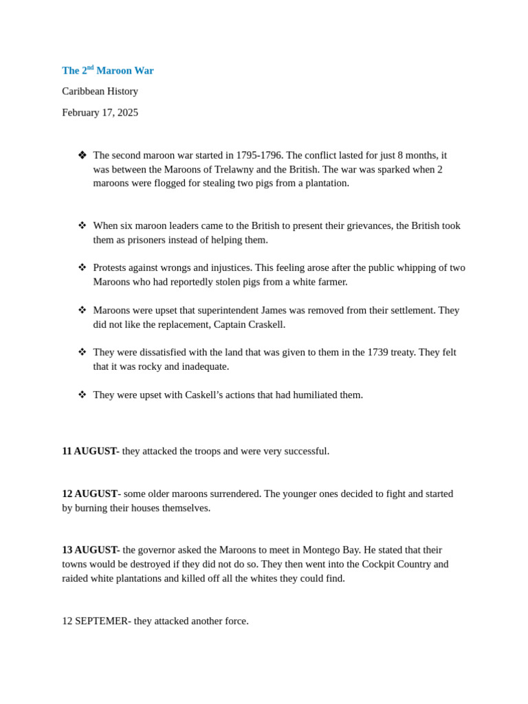 The 2nd Maroon War | PDF