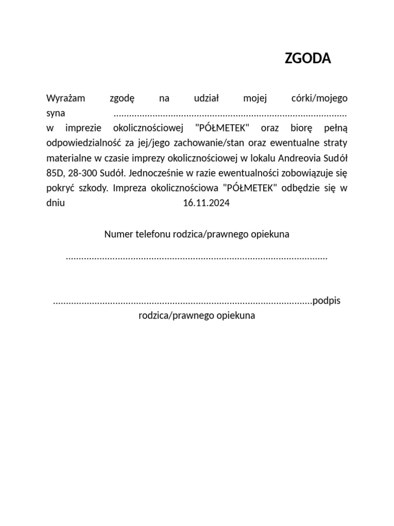 Zgoda Półmetek | PDF