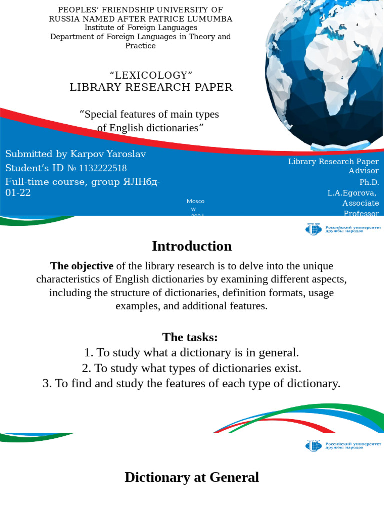 Features of English Dictionaries Explained | PDF | Dictionary ...