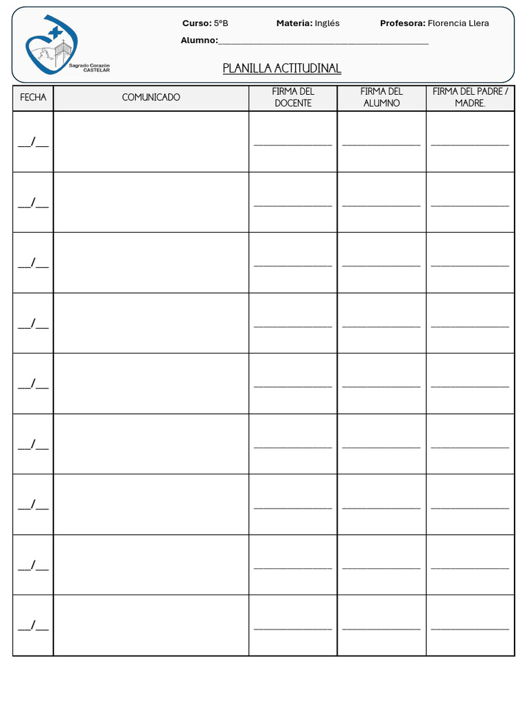 Planilla Actitudinal 5-B - 250306 - 215307 | PDF
