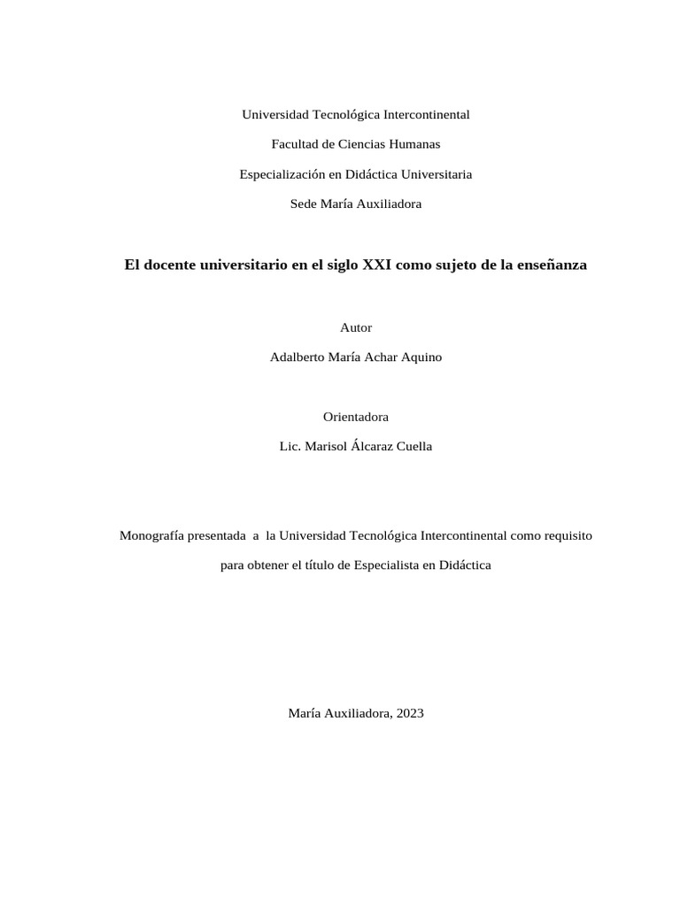 Borrador de Monografía | PDF | Enseñando | Maestros