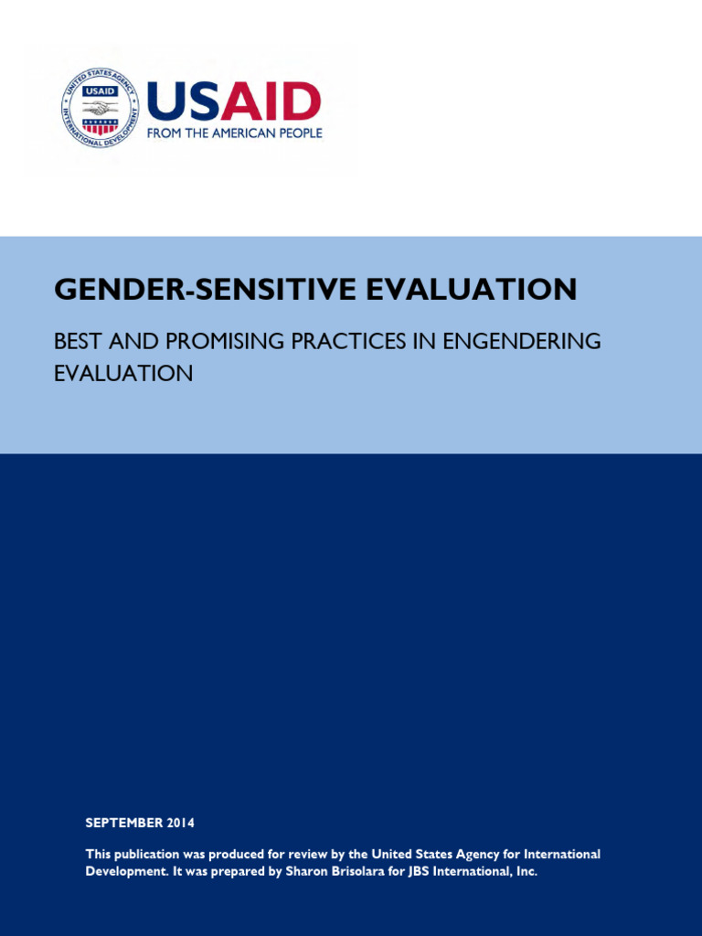 Nder-Sensitive Evaluation - Best and Promising Practices in Engendering ...