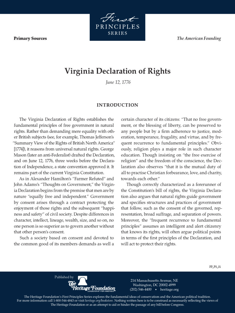 Virginia Declaration of Rights Overview | PDF | Justice | Crime & Violence