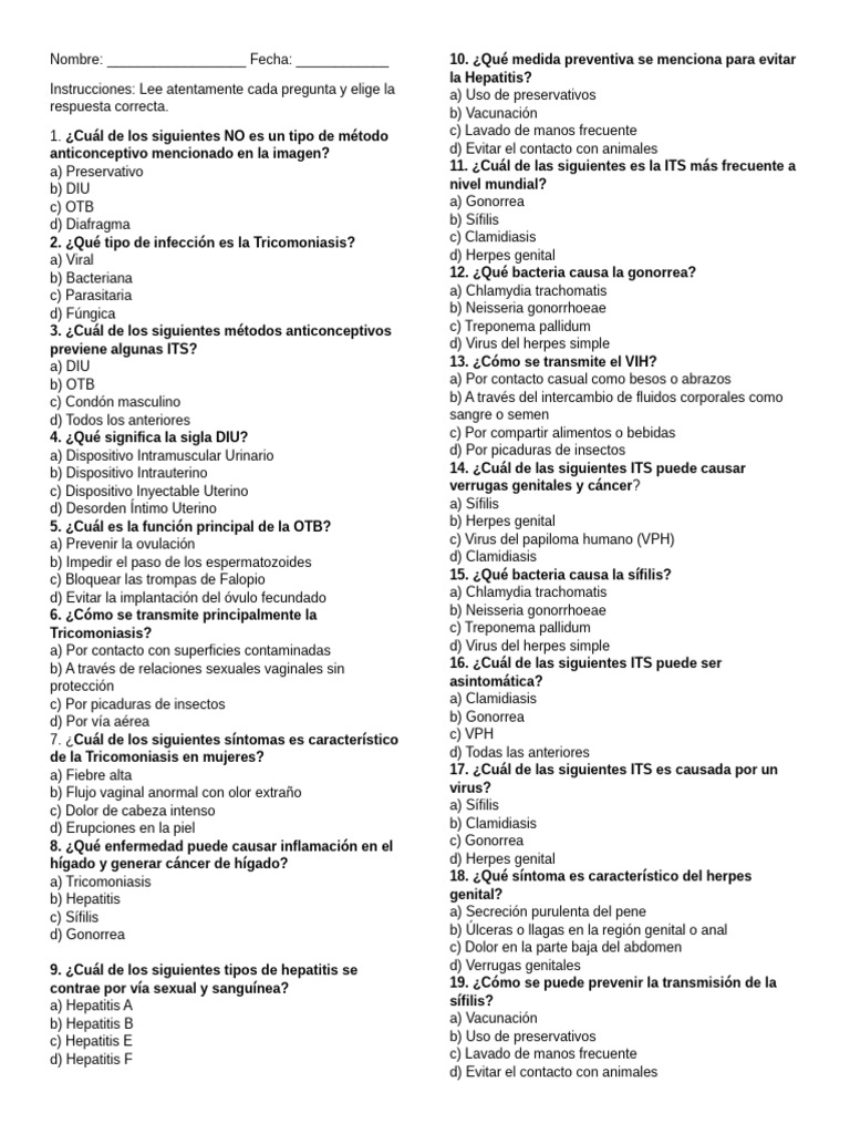 examen spc | PDF | Condón | Reproducción humana