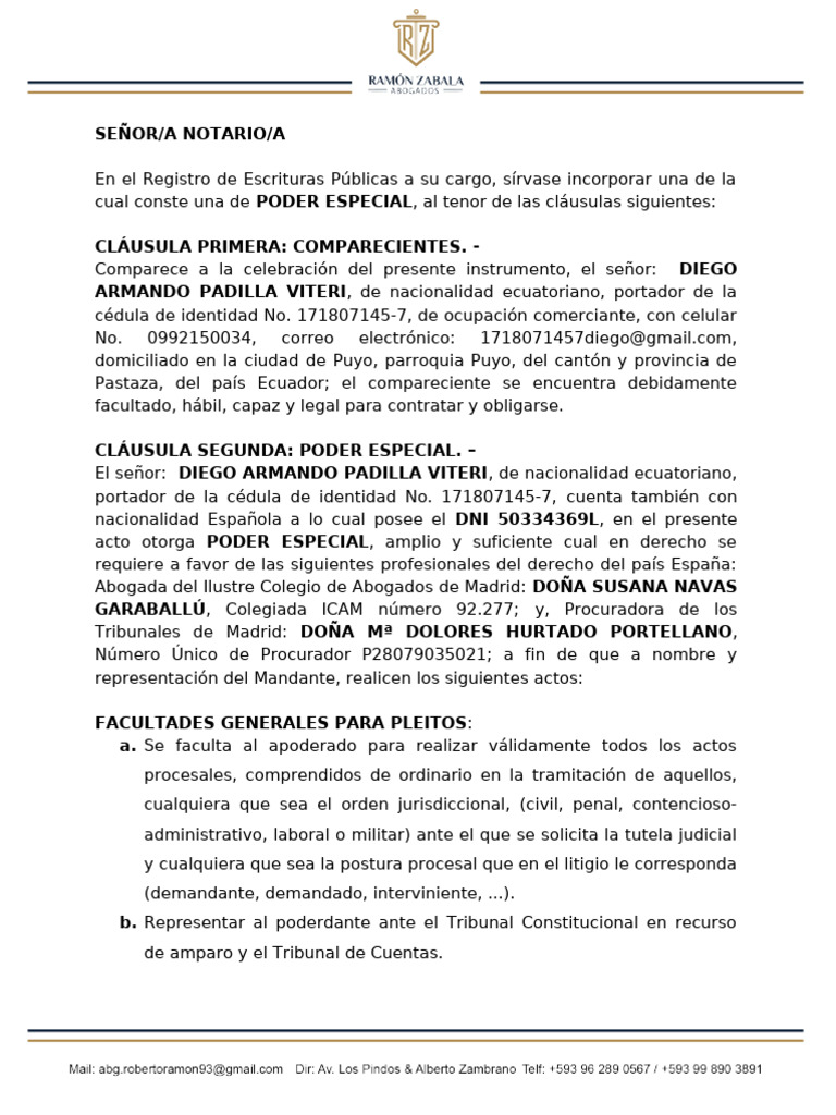 MINUTA PODER | PDF | Abogado | Jurisdicción