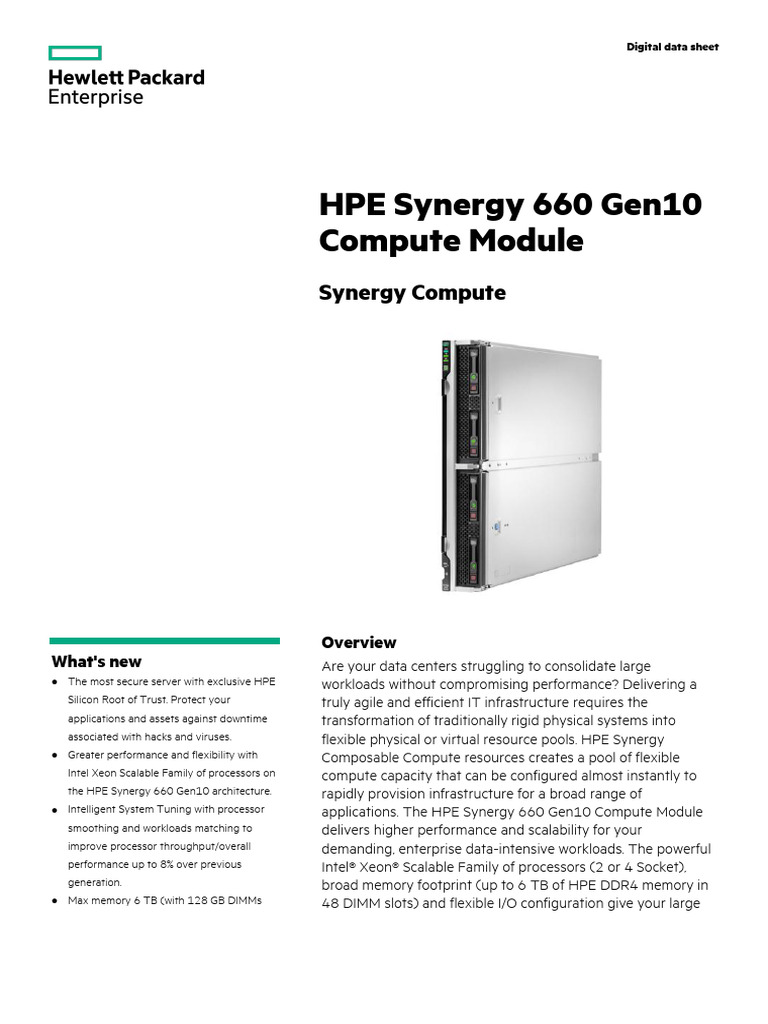 HPE Synergy 660 Gen10 Compute Module | PDF | Scalability | Cloud Computing