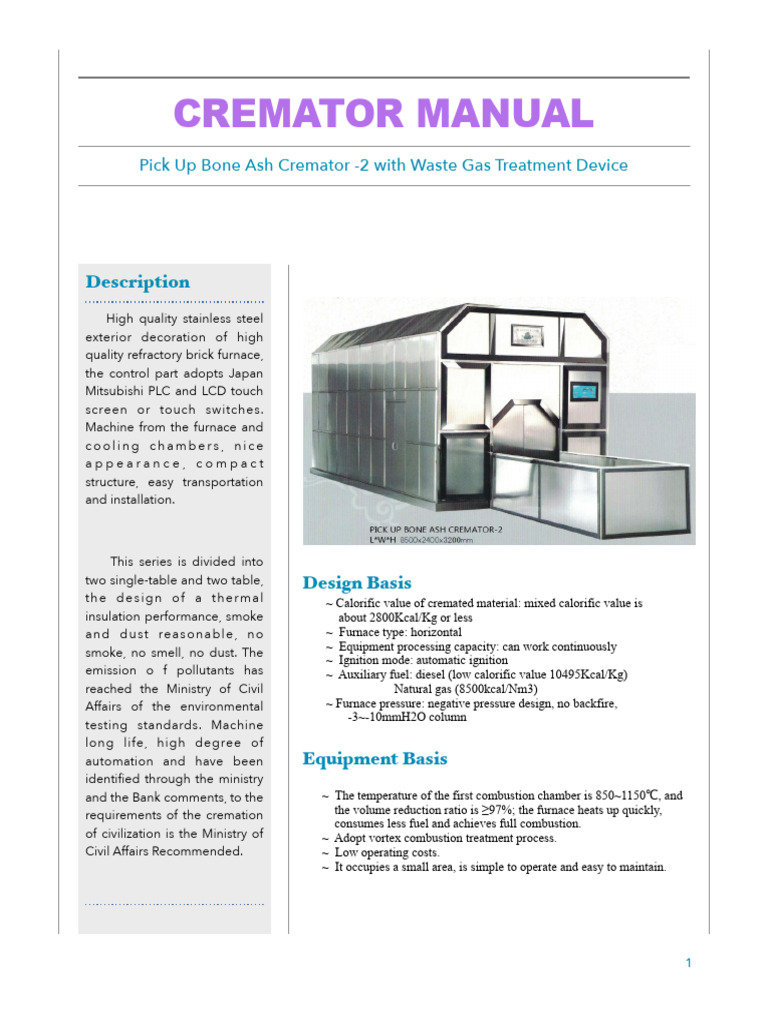Advanced Bone Ash Cremator System | PDF | Cremation | Combustion