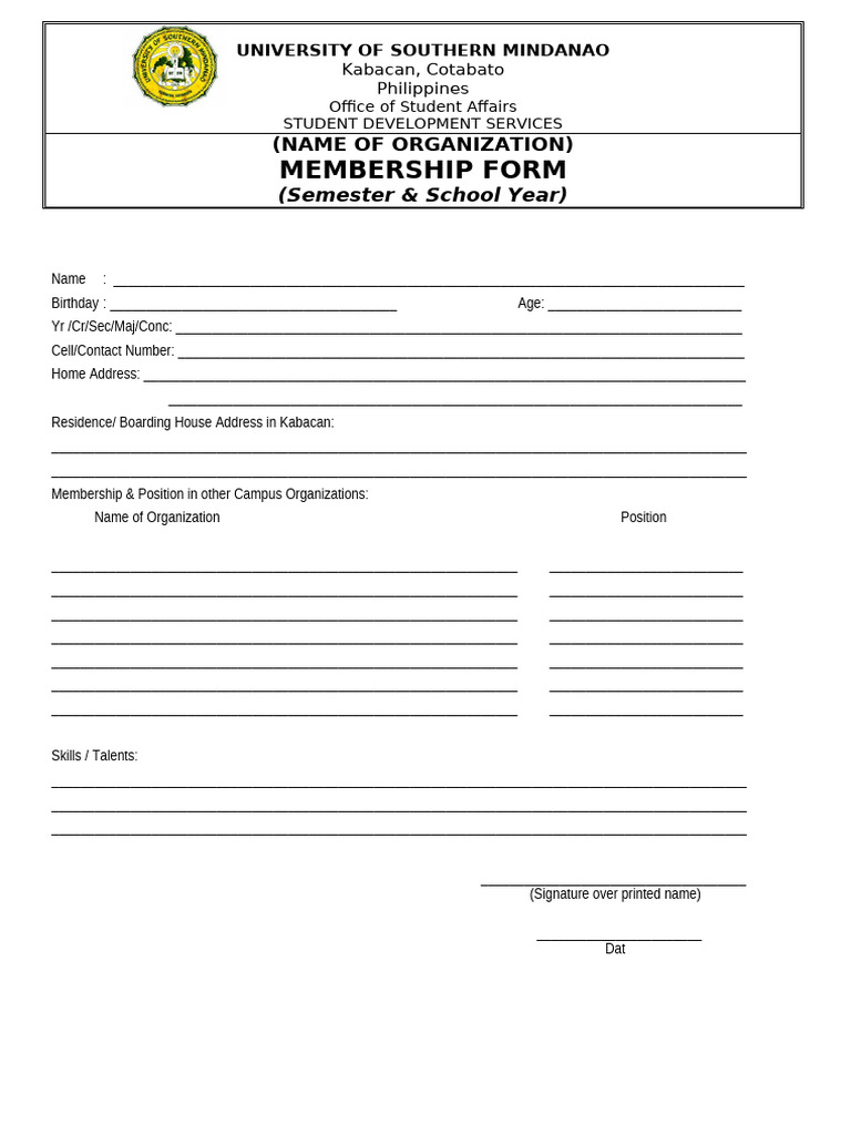 Membership Form 1 | PDF
