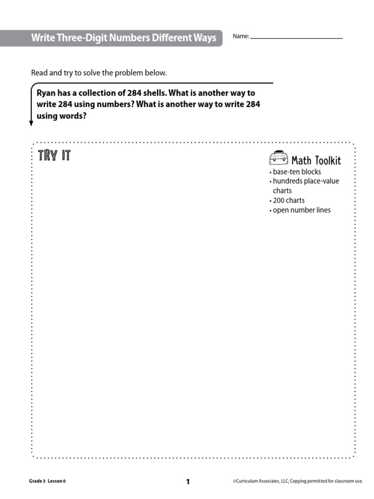 Write Three-Digit Numbers Lesson | PDF | Curriculum | Learning