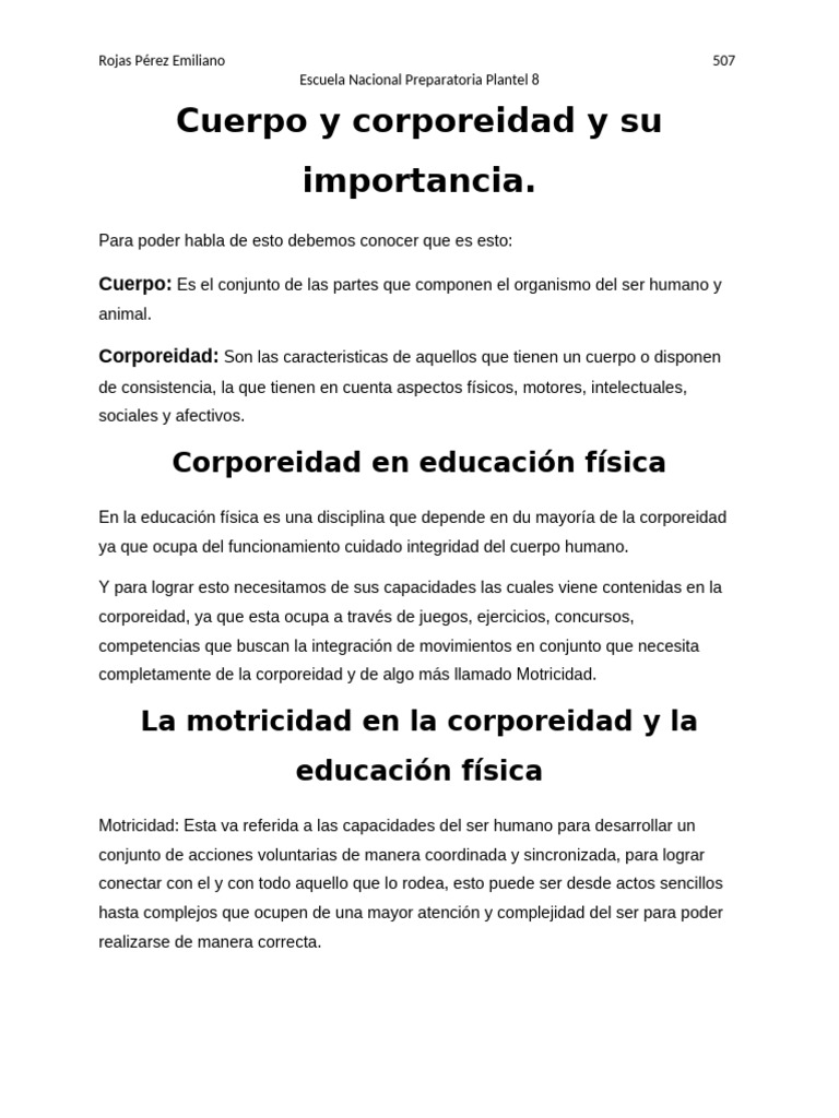 Importancia de la Corporeidad en Educación | PDF | Educación Física ...
