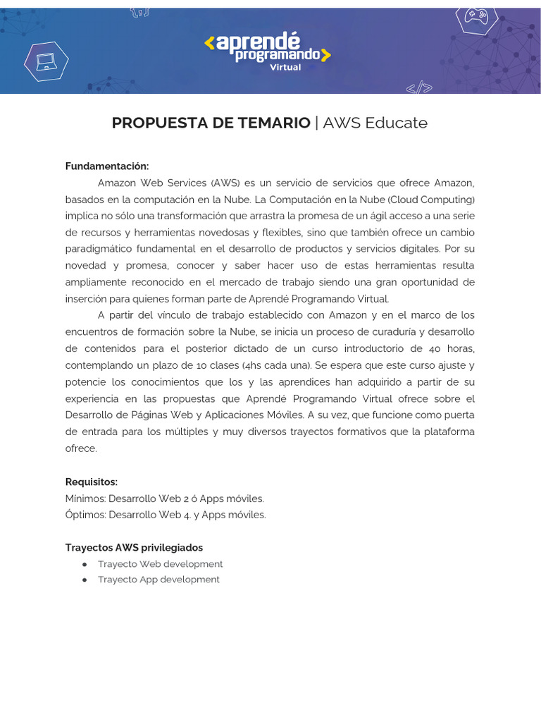 Temario Curso AWS Educate 40 Horas | PDF | Computación en la nube ...