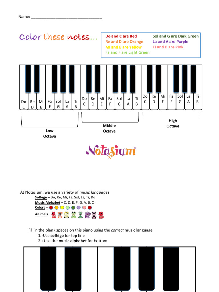 Color The Piano Keys | PDF