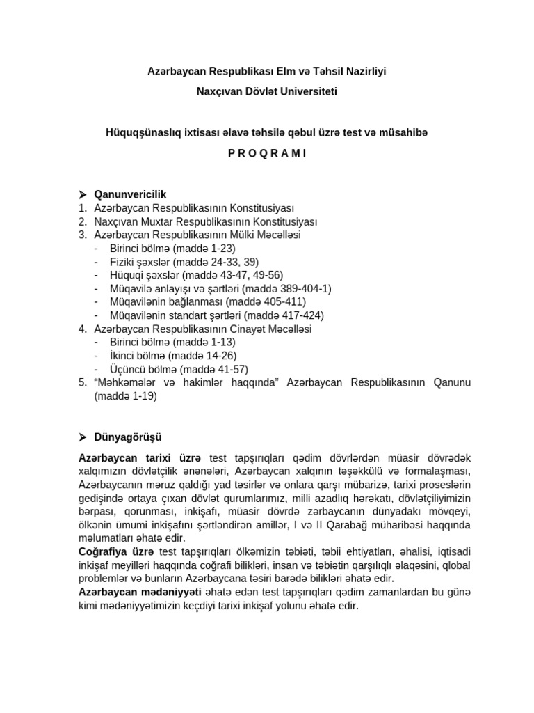 Əlavə Təhsil Qəbul Proqram | PDF