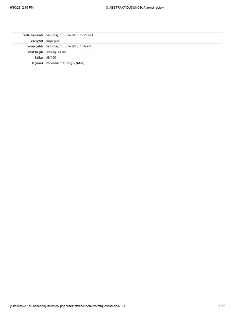 YUKSELIS 3. ABSTRAKT DÜŞÜNCƏ Esas Imtahan | PDF