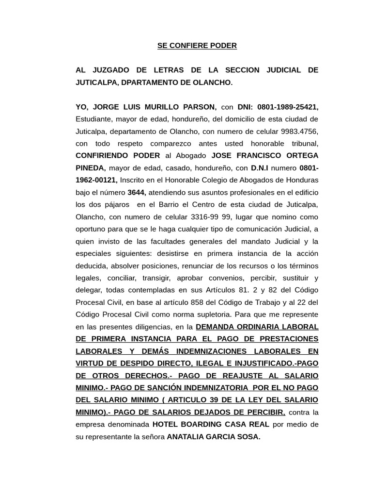 Se Confiere Poder Tarea Luis Parson | PDF