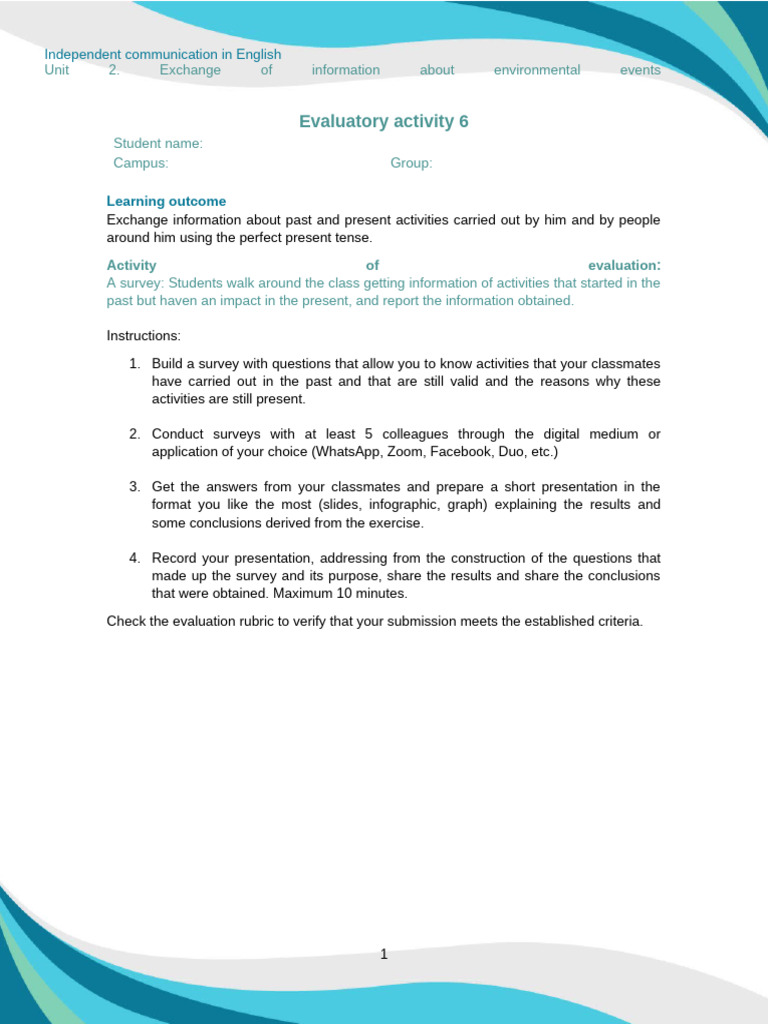 Evaluation Activity 6 | PDF