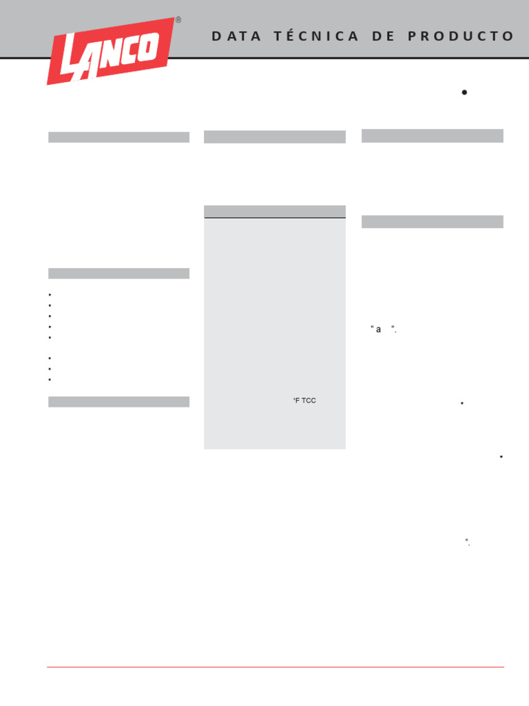 Ficha Tecnica Pegamento PVC Lanco | PDF | Agua | Tubería (transporte de ...