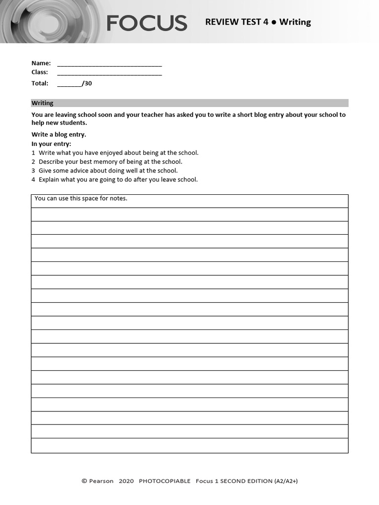 School Blog Entry Writing Test | PDF