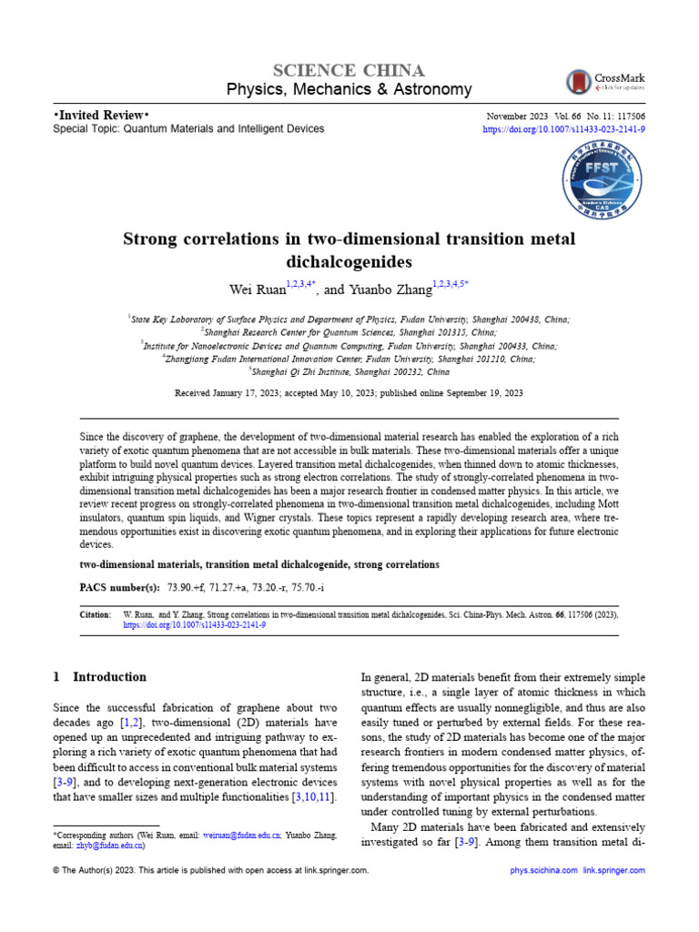 Strong Correlations in Two-Dimensional Transition Metal Dichalcogenides ...