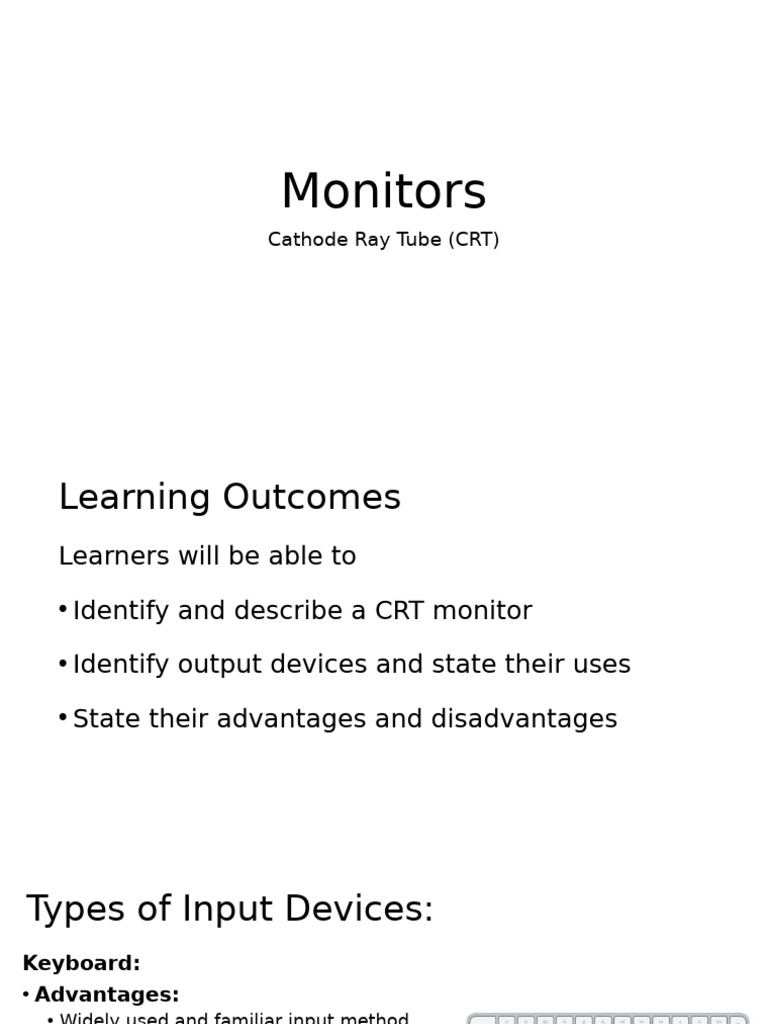 L1 - Monitors (CRT) - Notes | PDF | Computer Monitor | Input/Output