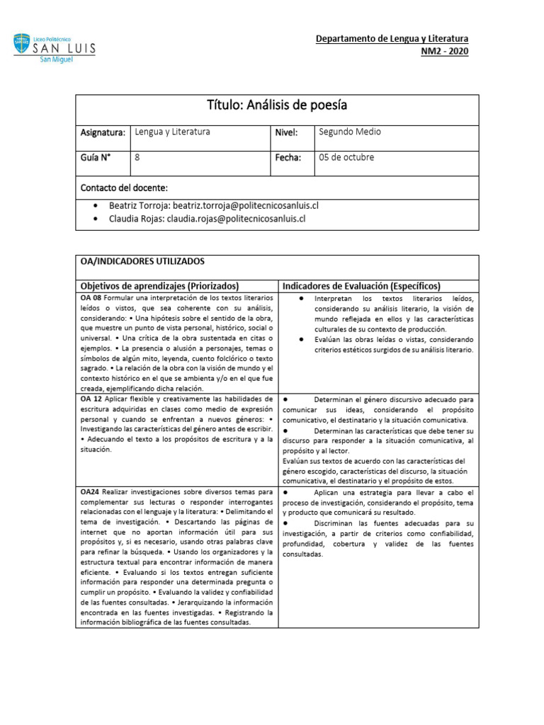 Análisis y evaluación de textos literarios | PDF | Escritura ...