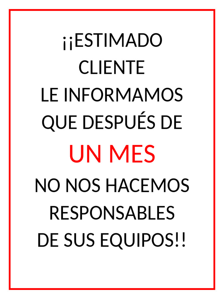 Aviso sobre responsabilidad de equipos | PDF