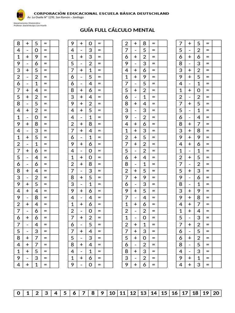Guía Full Cálculo Mental Sumas y Restas | PDF