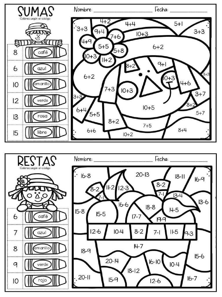 Dibujos Sumas y Restas 1ro | PDF
