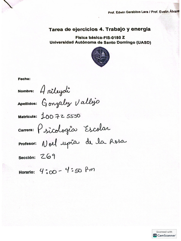 Tarea de Ejercicios 4. Trabajo y Energía | PDF
