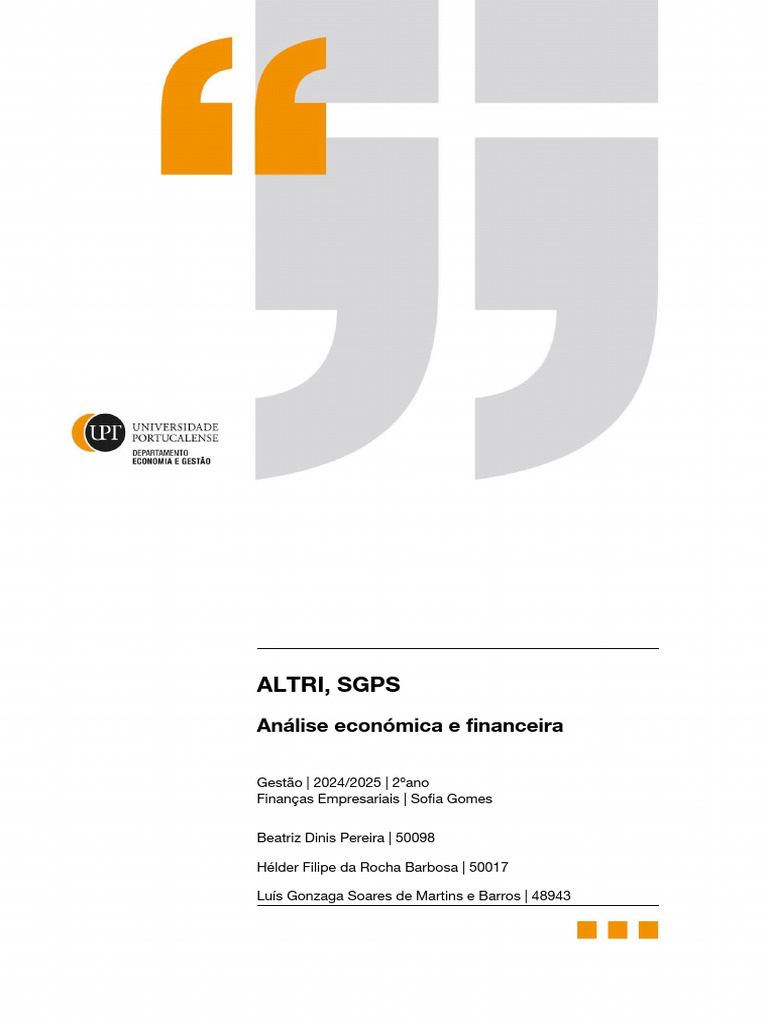 Análise Financeira da ALTRI, SGPS | PDF | Economia de negócios ...