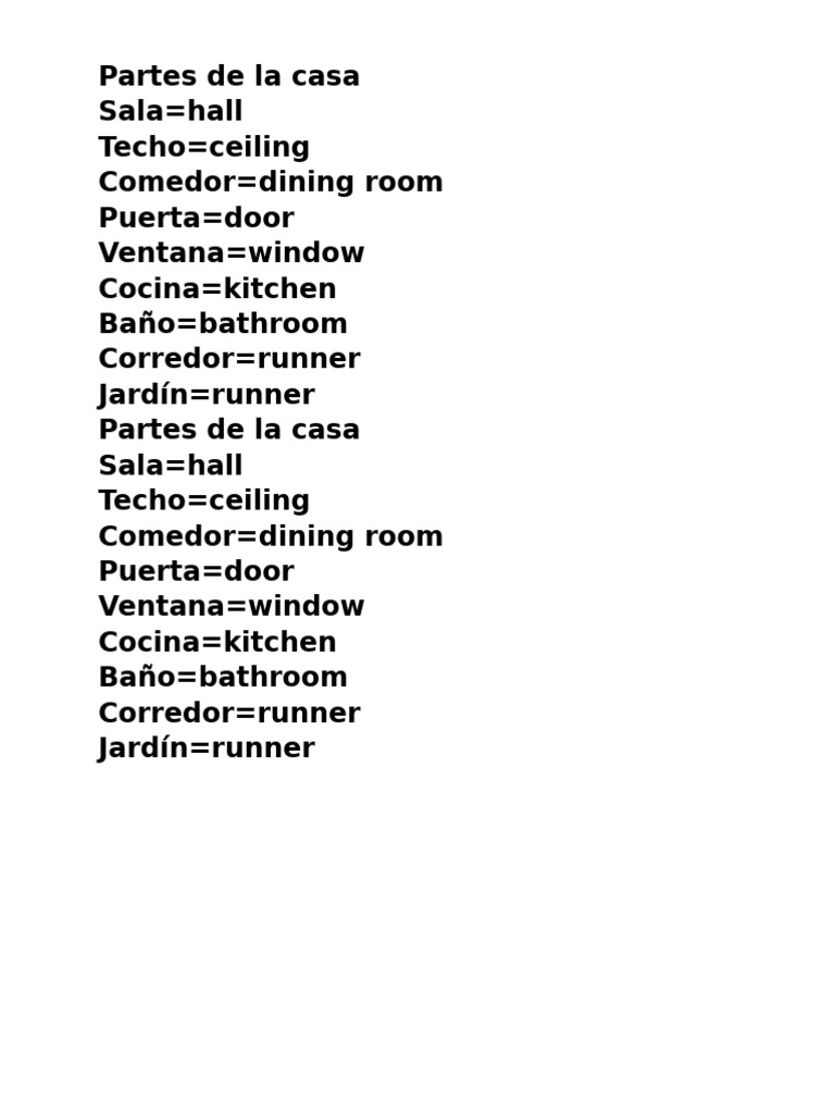 Partes de La Casa | PDF