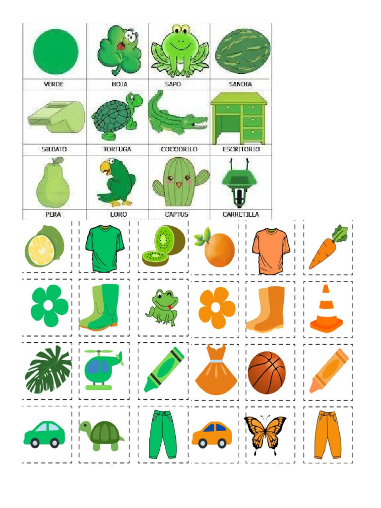 Dibujos de Color Verde, Anaranjado y Morado | PDF