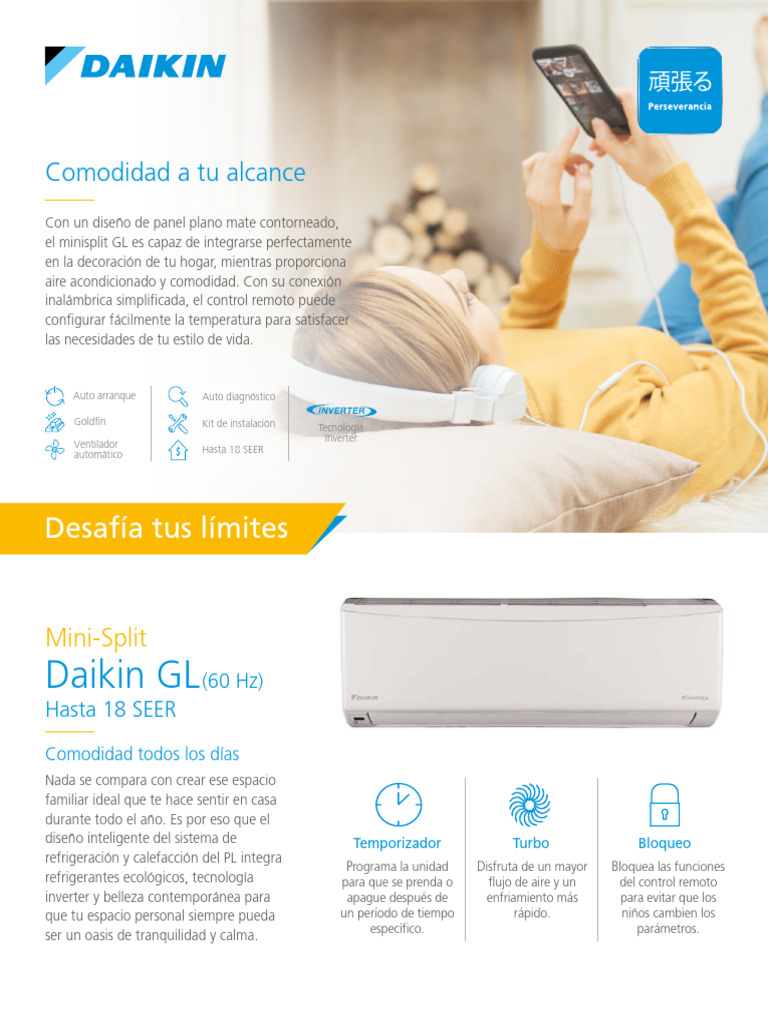 Mini-Split Daikin GL: Comodidad y Eficiencia | PDF | Aire acondicionado