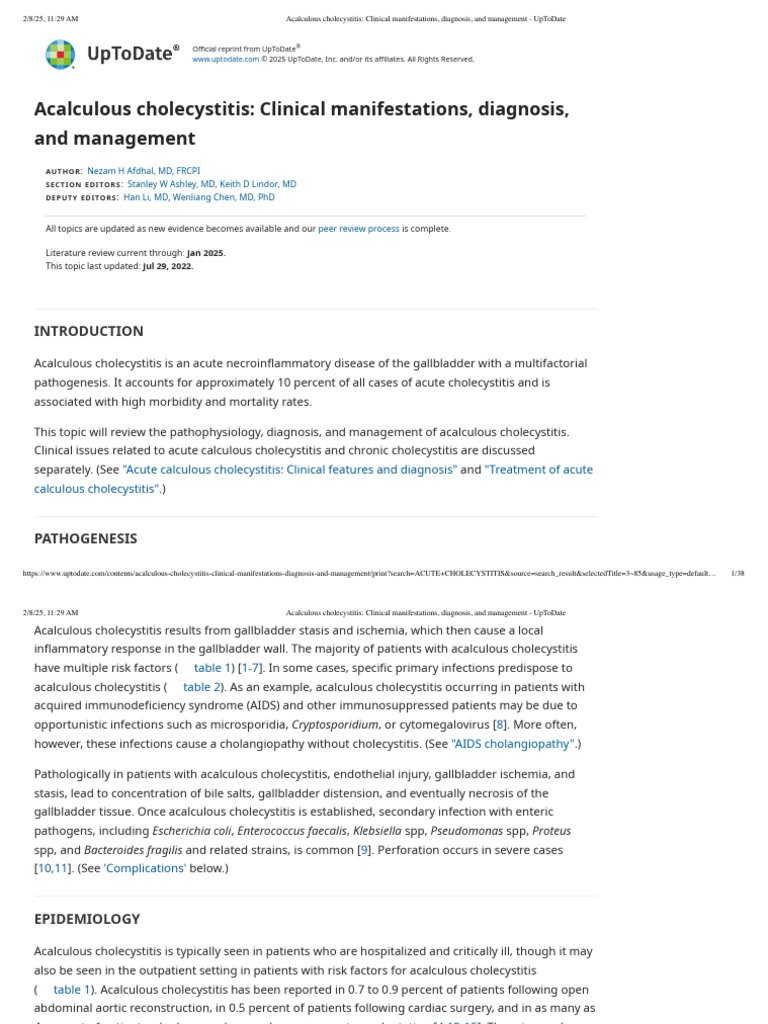 Acalculous Cholecystitis_ Clinical Manifestations, Diagnosis, And ...